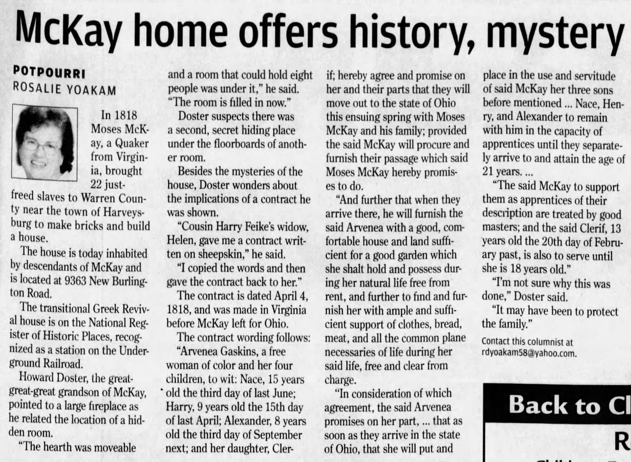 Moses McKay & Abigail Shinn Clippings