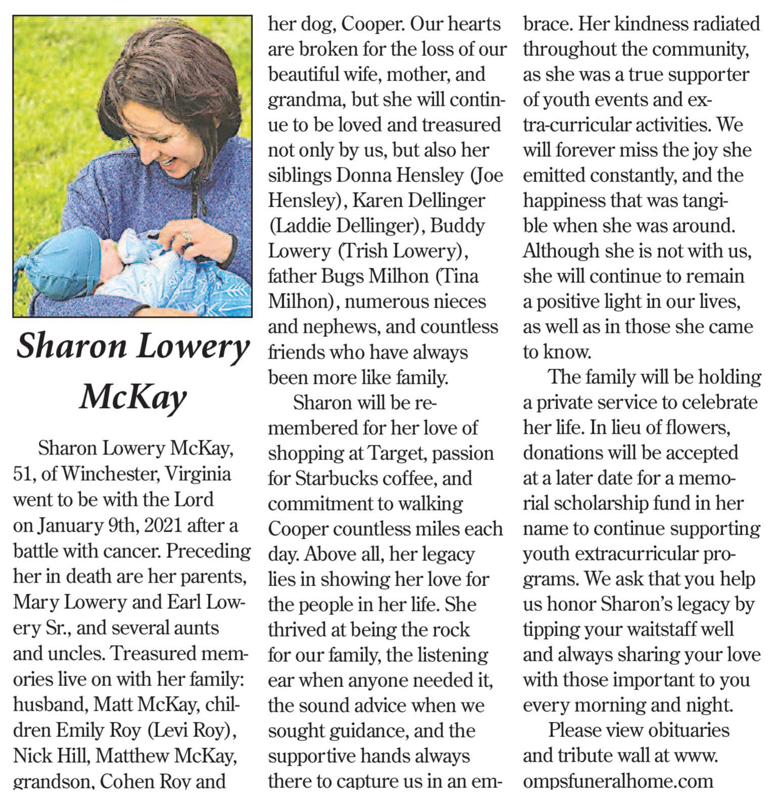 Sharon Lee Lowery McKay Clippings